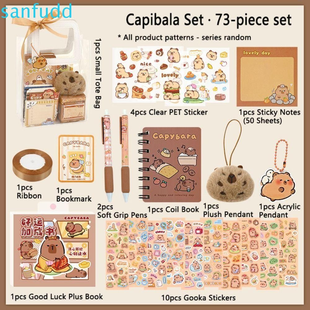 SANFUDD 70/73/105pcs Capybara Stationery Set, Large Capacity Capybara ...