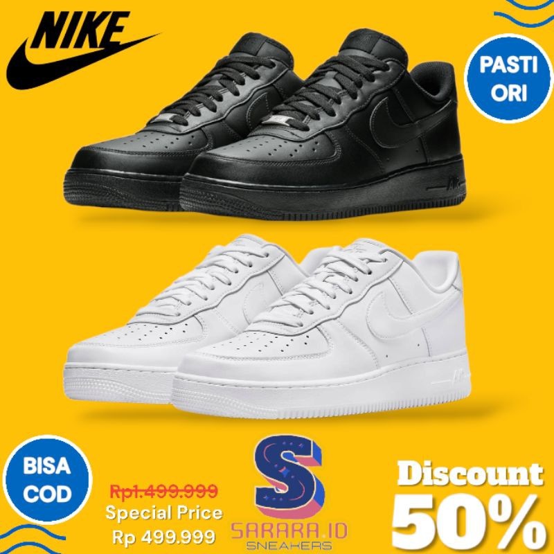 Sepatu Sneakers Nike AF Air Force 1 07 Low Triple White Putih / Triple ...