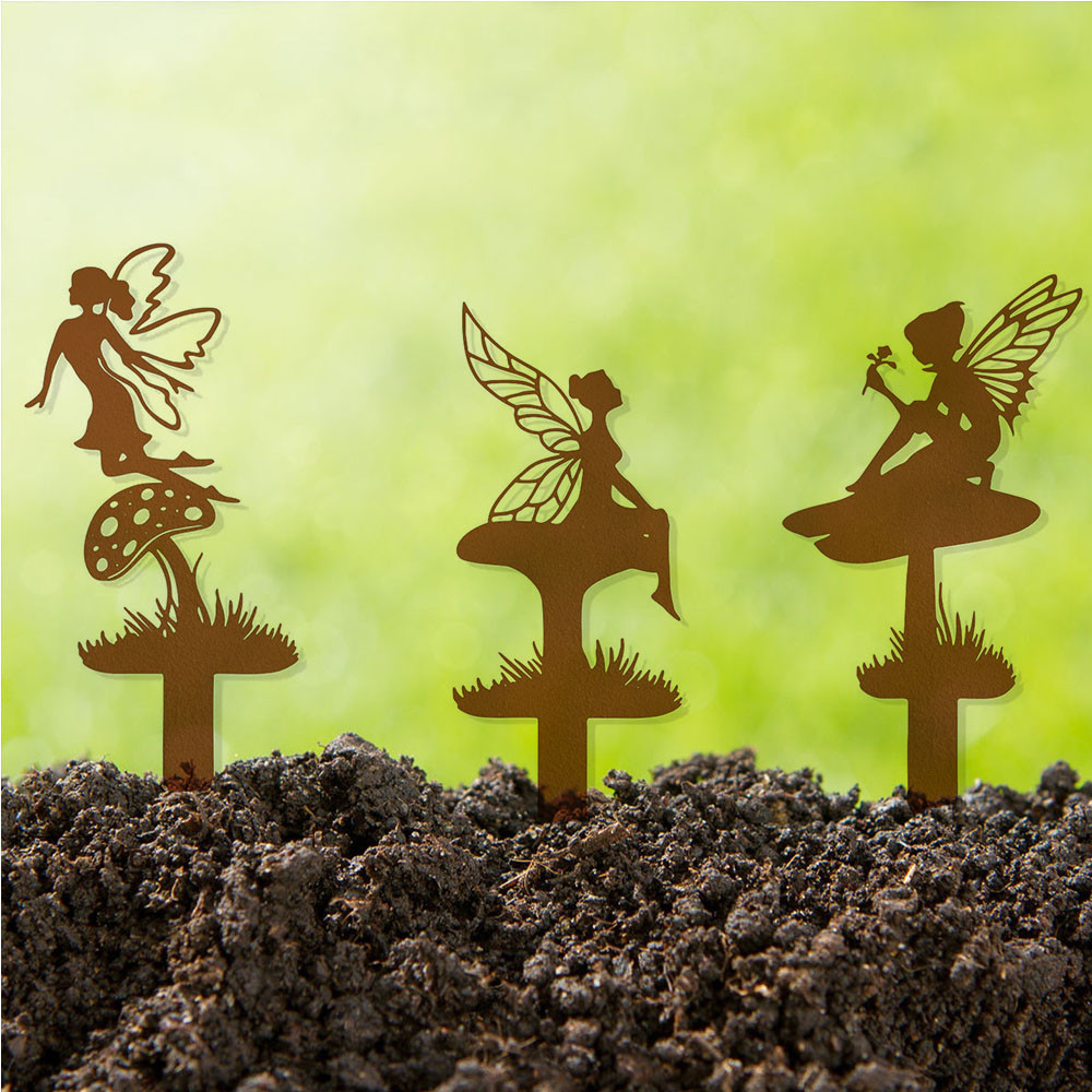 Rustic Garden Fairy Metal Statue Outdoor Decor Metal Garden Fairy ...