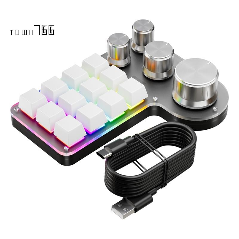 Custom Macro Keyboard 12 Keys 4 Knobs Mini USB Mechanical Keyboard ...