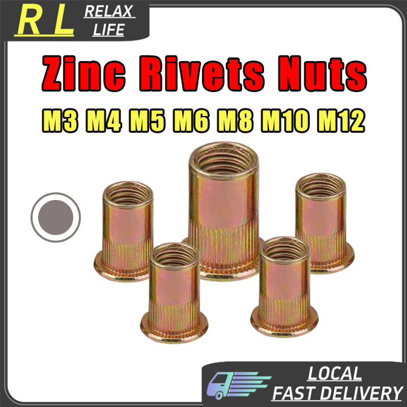 [RL] M3-M12 Zinc Rivets Nuts Color Flat Head Rivet Flange Insert Nut Round Threaded Nut M4 M5 M6 ...