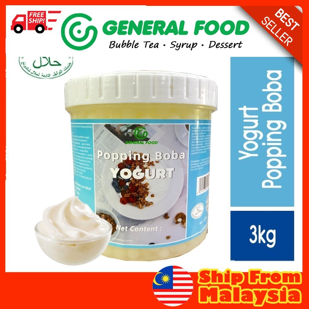 HALAL Yogurt popping Boba (3kg) 爆爆珠 - Boba | Dessert | Instant Topping Jelly | Coating Juice ...