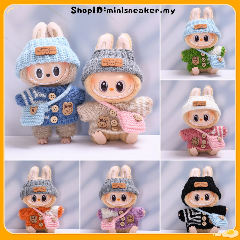 Labubu v2 Clothes, Sweater+Hat+Crossbody Bag, Suitable for labubu v1 ...