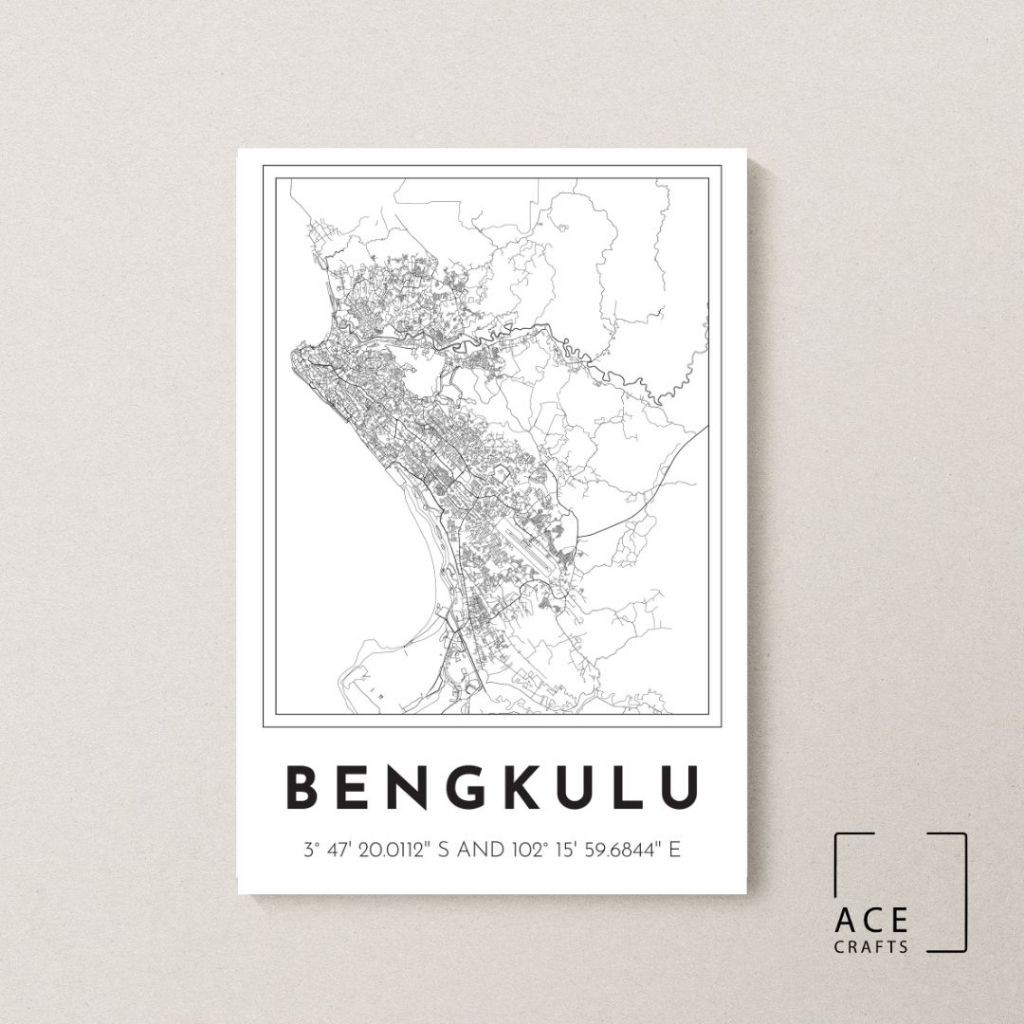 HIASAN DINDING Bengkulu Indonesia city map wall decoration poster city ...