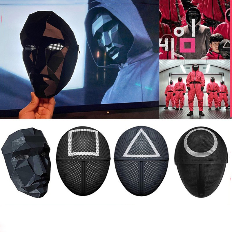 Korean Squid Game Mask Square Circle Triangle Mask Halloween Prop ...