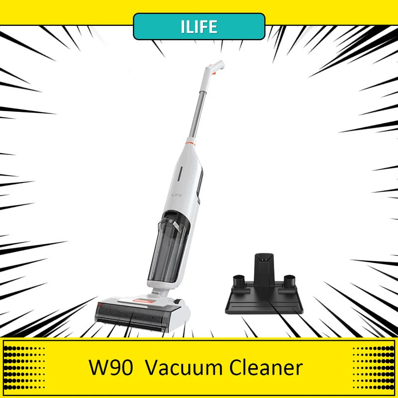 ILIFE W90 Cordless Wet Dry Vacuum Cleaner, 150W 3 in 1 Vacuum Mop and Wash, Self-Cleaning, 700ml ...