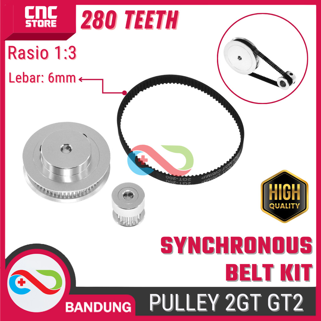 Pulley 2GT GT2 Synchronous Belt Kit – 20 Teeth, 60 Teeth, 280 Teeth for ...