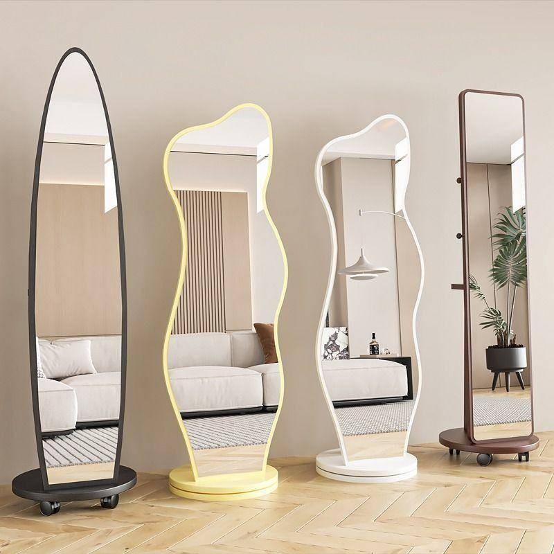 Modern net red ins full-length mirror bedroom mirror can be rotated ...