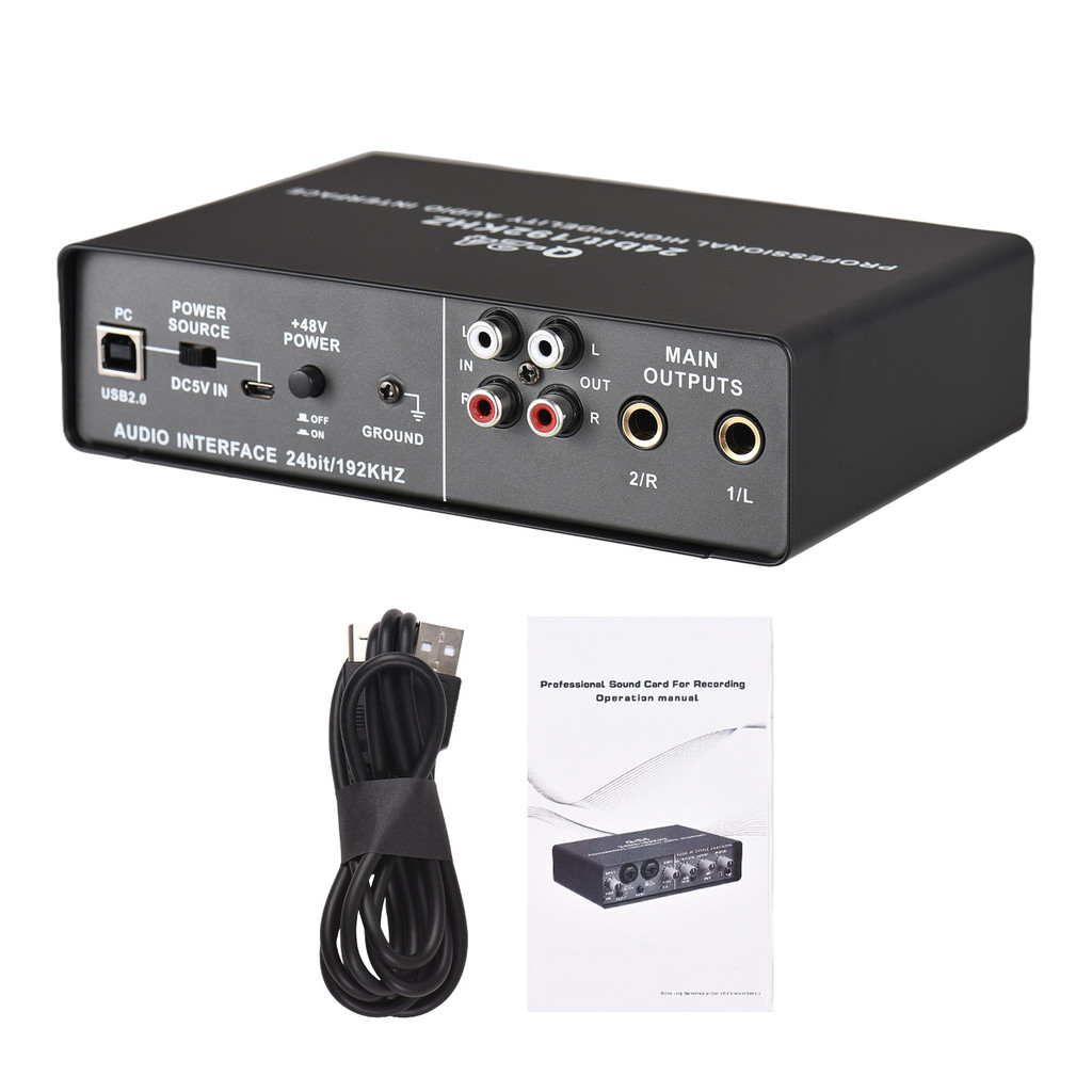 Ado)USB Audio Interface for Recording Professional Sound Card with 48V Phantom Power LoopBack ...
