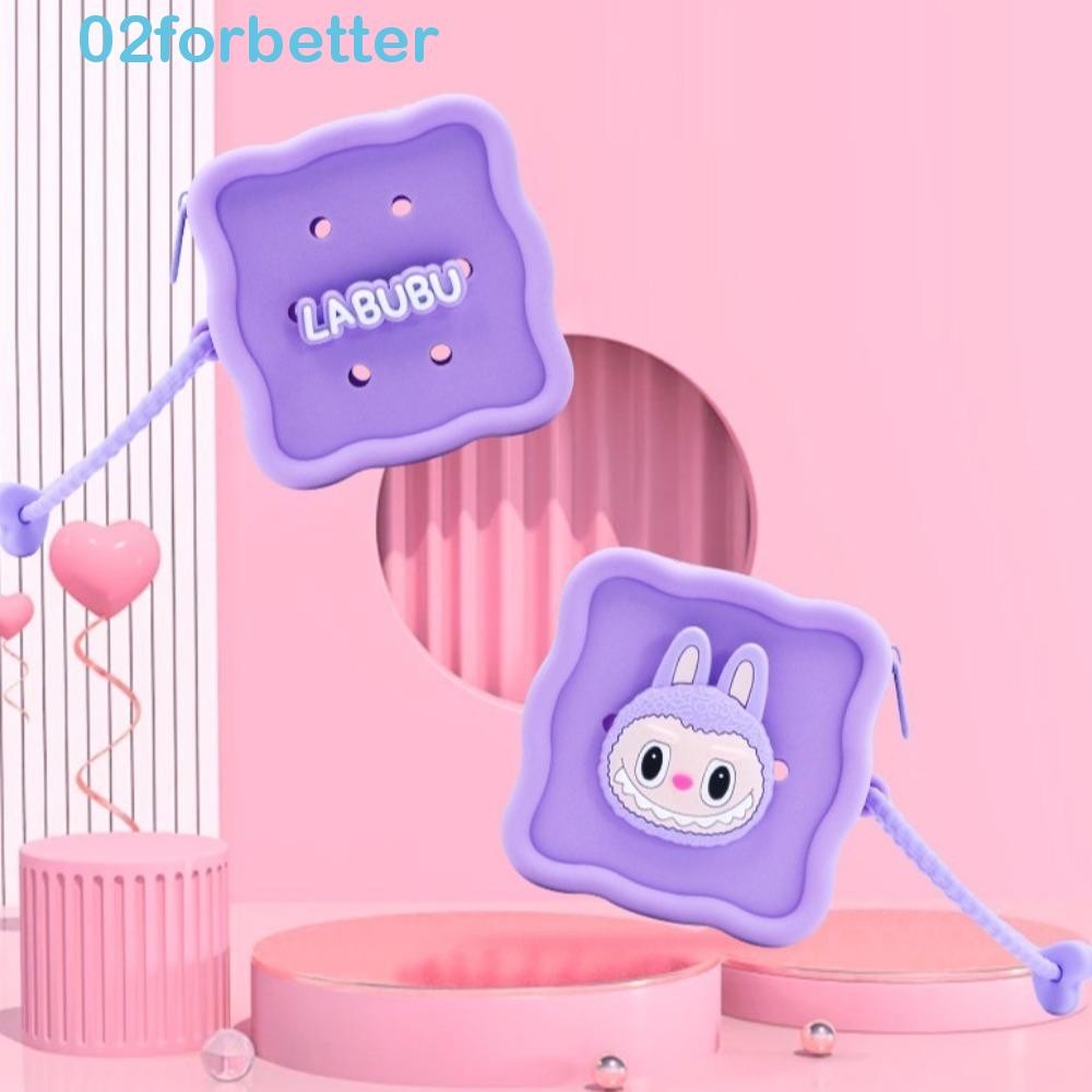 FORBETTER Labubu Keychain Bag, Mini Cartoon Silicone Coin Pouch ...