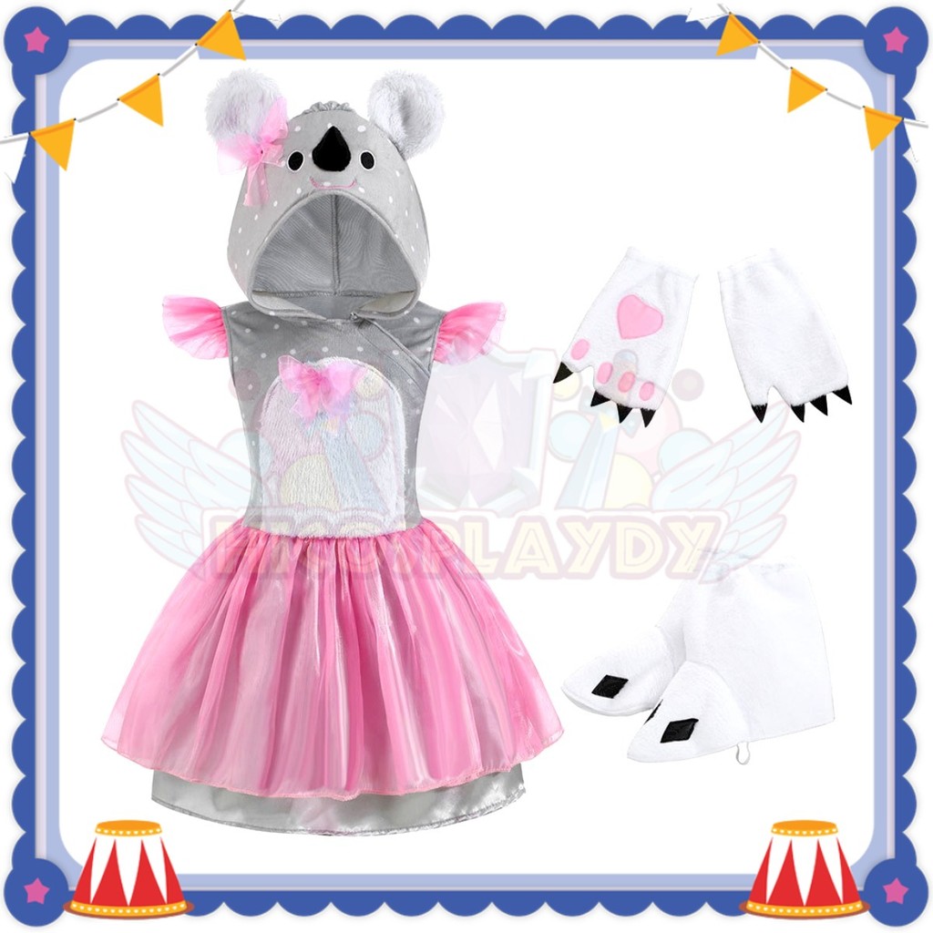 hiCosplayDy Kids Girls Performance Costume Set Pink Mouse Koala Bear ...