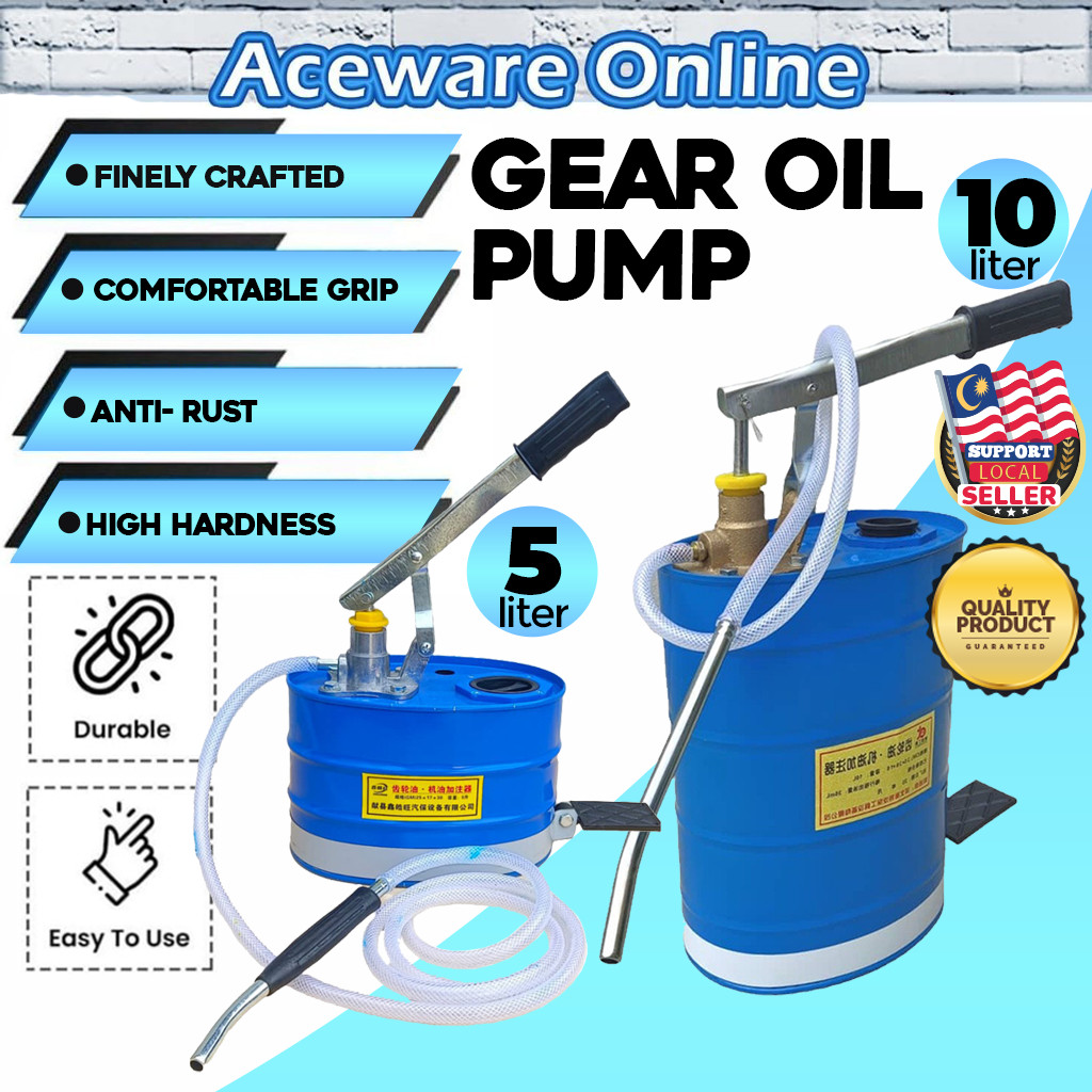 Aluminium 5L 10L Manual Hand Push Engine Oil Gear Box Oil Fluid Gearbox ...