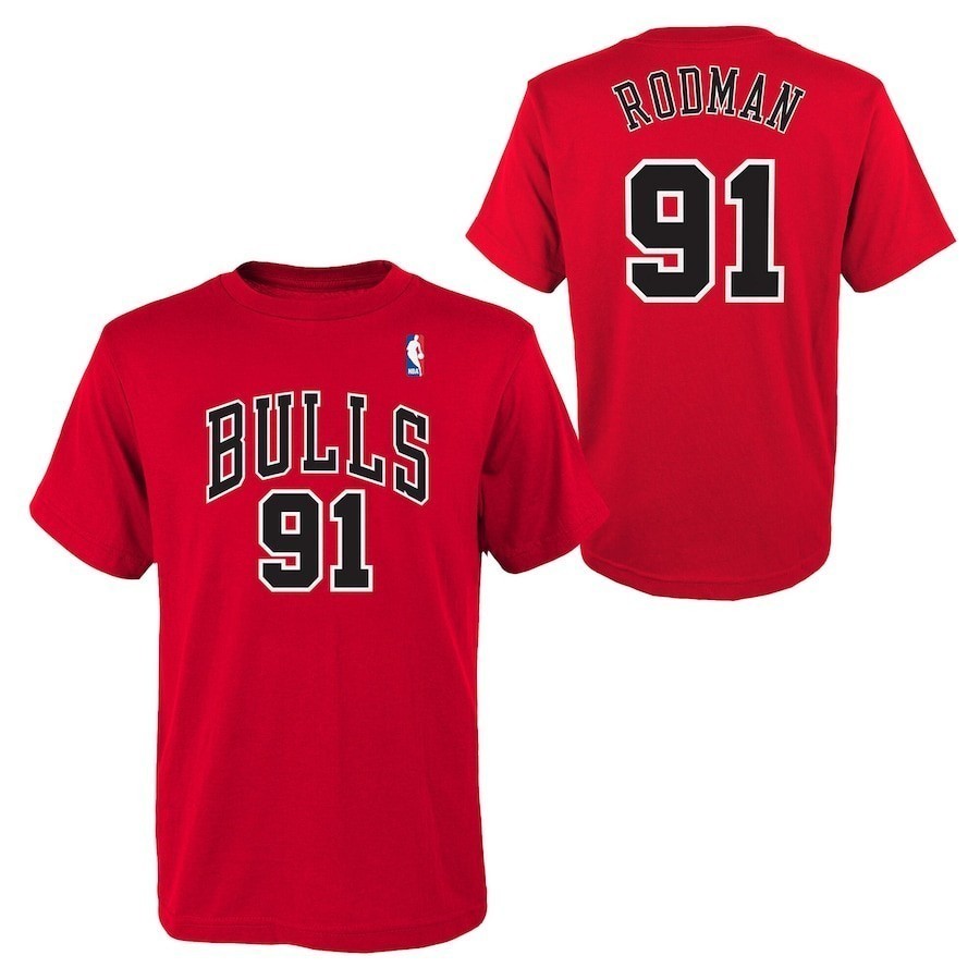 Fashion New NBA Chicago 91 Dennis Rodman Basketball T-shirt - Red ...