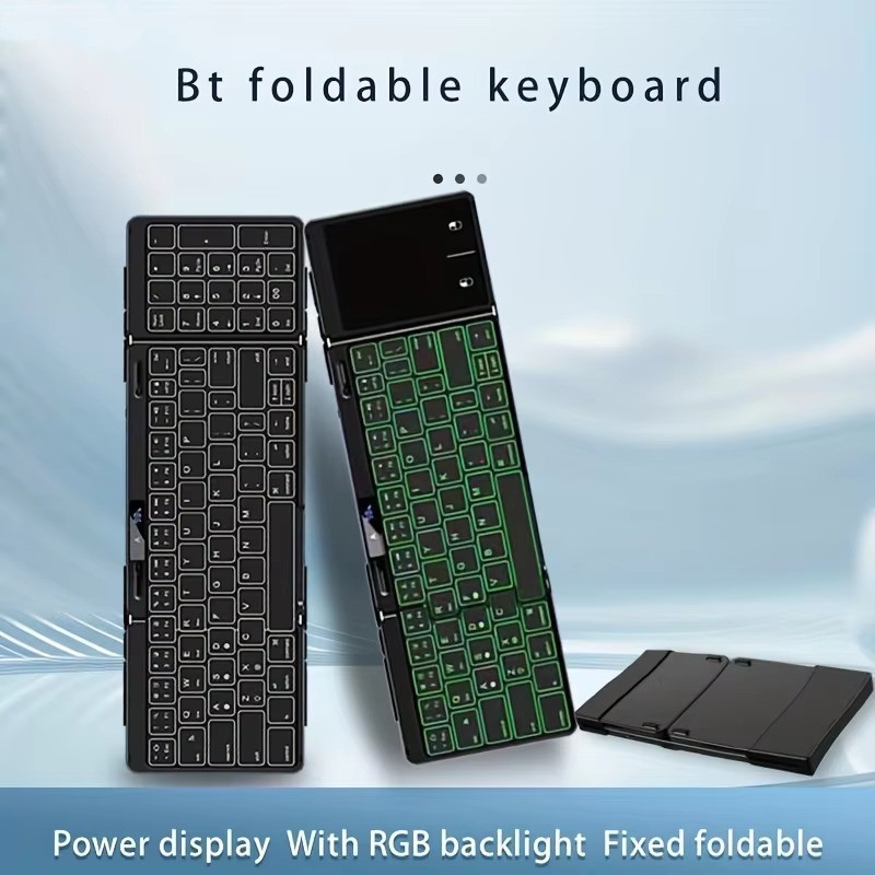 Wireless Folding Keyboard with Backlight RGB Foldable Bluetooth Keyboard with Touchpad/Numeric ...