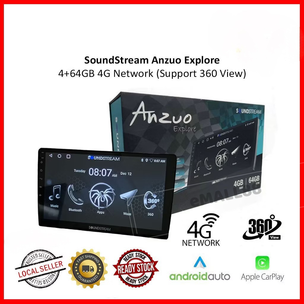 Soundstream Anzuo Explore 4+64GB Android Player with Carplay Android ...