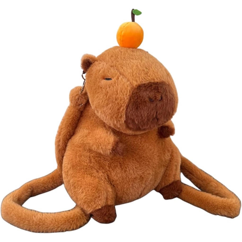 Adorable Capybara Backpack with Leash Fluffy Orange Capybara Stuffed ...