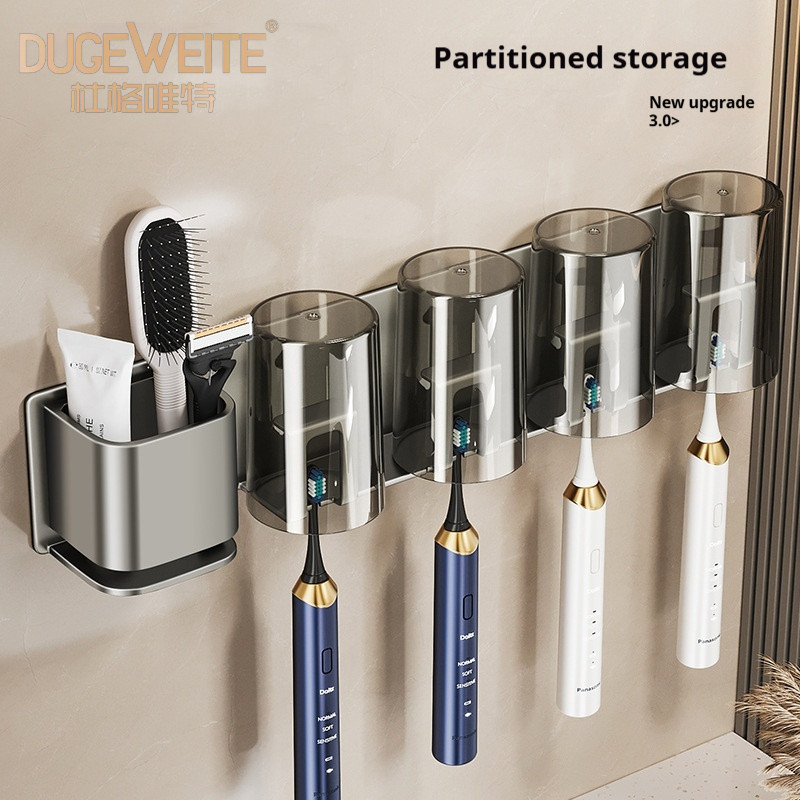 [Ready Stock] Toothbrush Rack Perforation-Free Brushing Cup Mouthwash ...