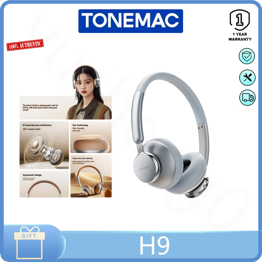 TONEMAC H9 Retro Bluetooth Headset Noise Cancelling Wireless music ...