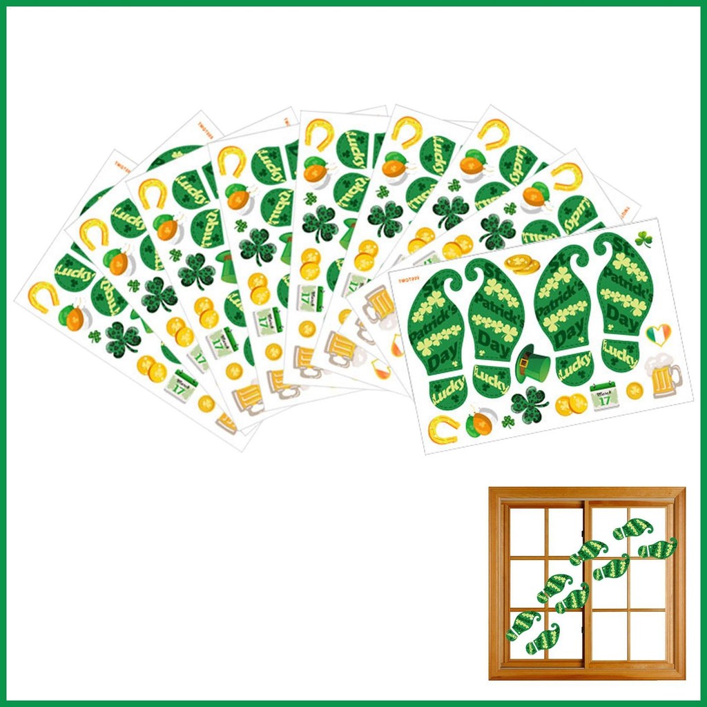 Green St. Patrick's Day Floor Decals Green Shamrock Foot Stickers Floor ...