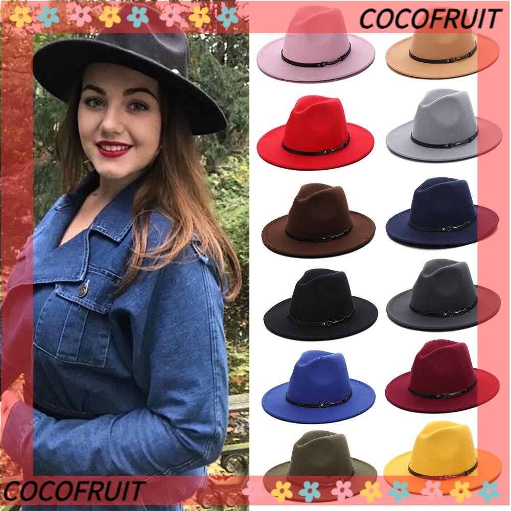 COCOFRUIT Felt Fedora Hats Men & Women Wide Brim Autumn Winter Panama ...