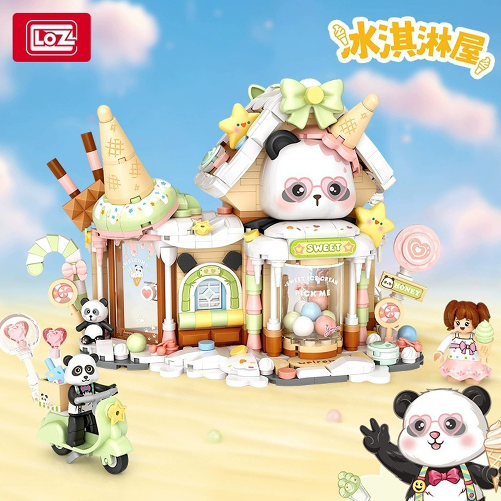 LOZ Panda Ice Cream Shop House Educational Assembling Building Gift ...