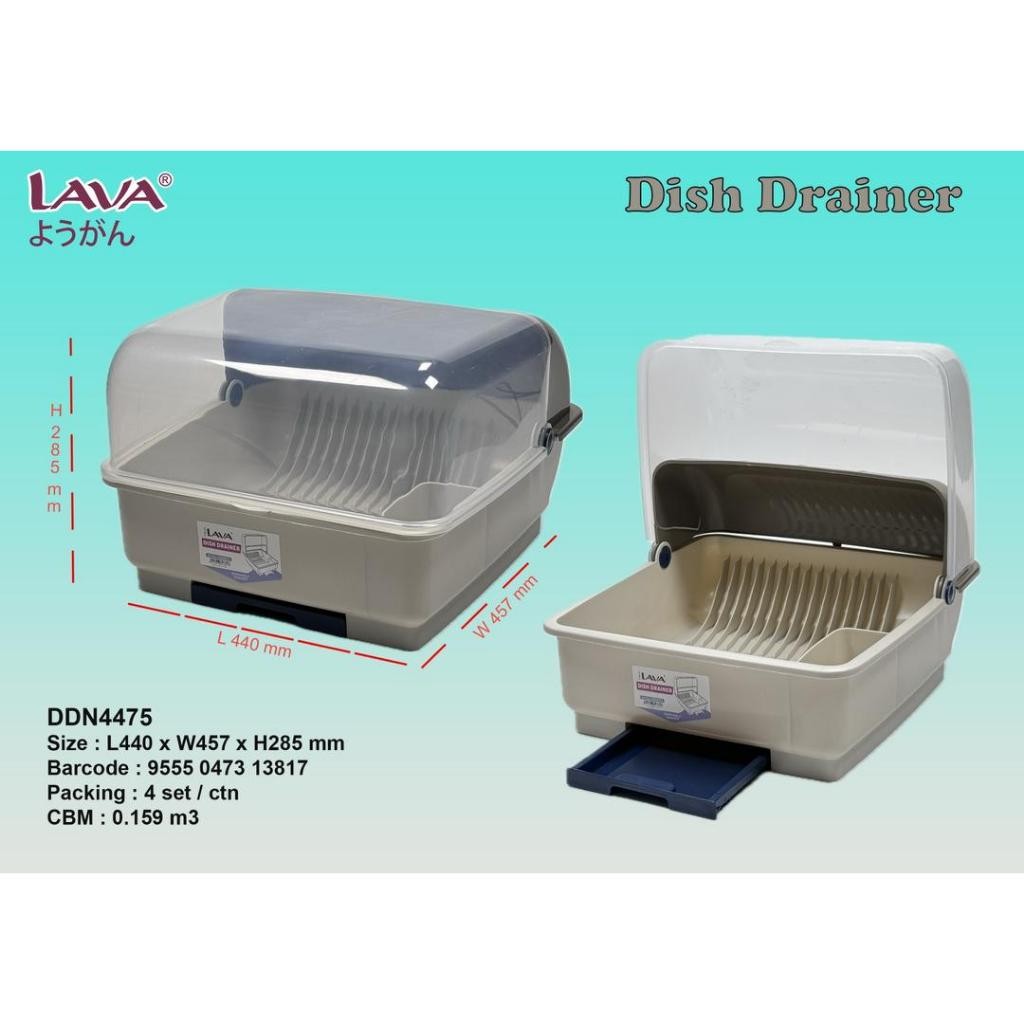 LAVA DISH DRAINER WITH COVER / DISH RACK / RAK PINGGAN / DUSTPROOF ...