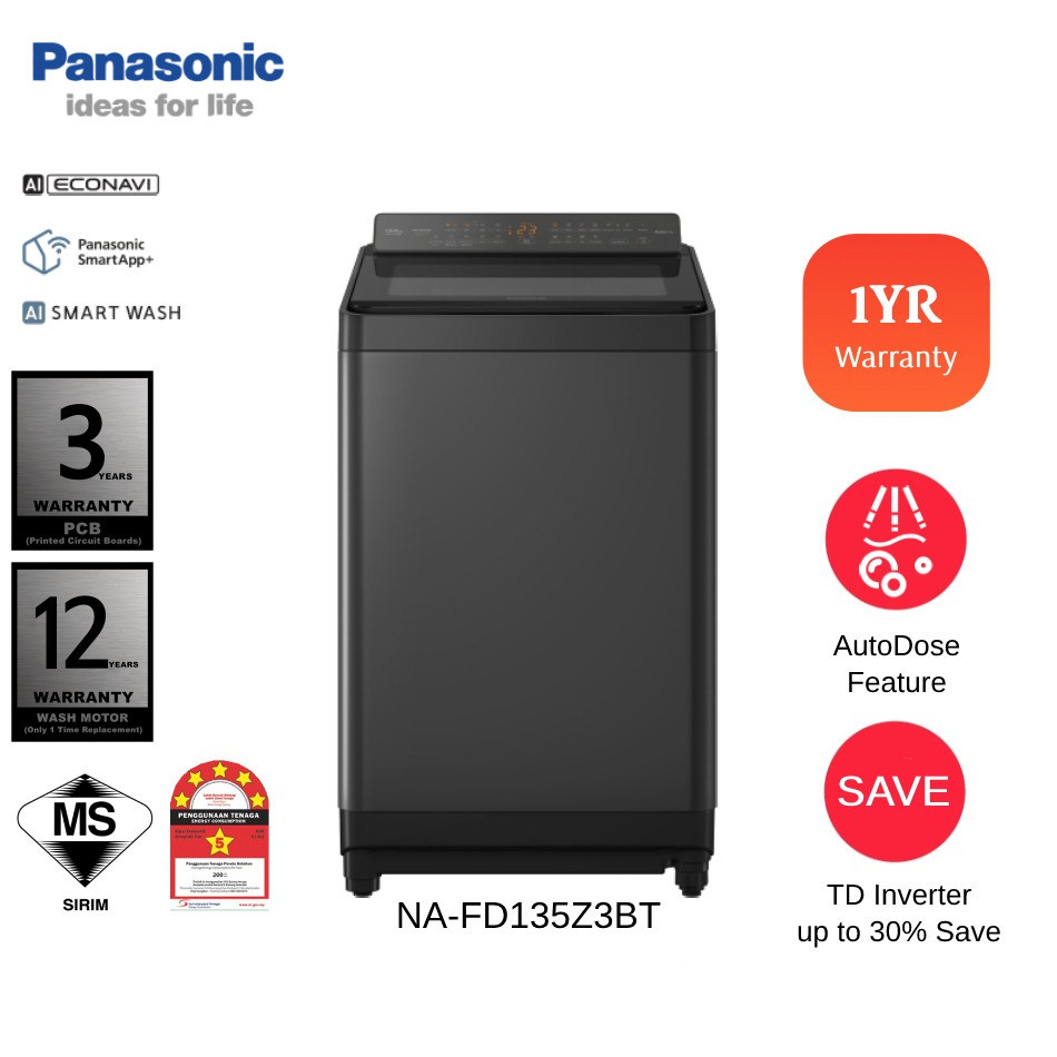 Panasonic 13.5KG Inverter Top Load Washing Machine with AutoDose | NA ...