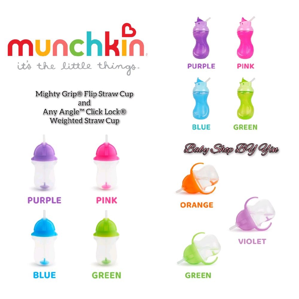 Munchkin Any Angle Click Lock Weighted Straw Trainer Cup & Mighty Grip ...