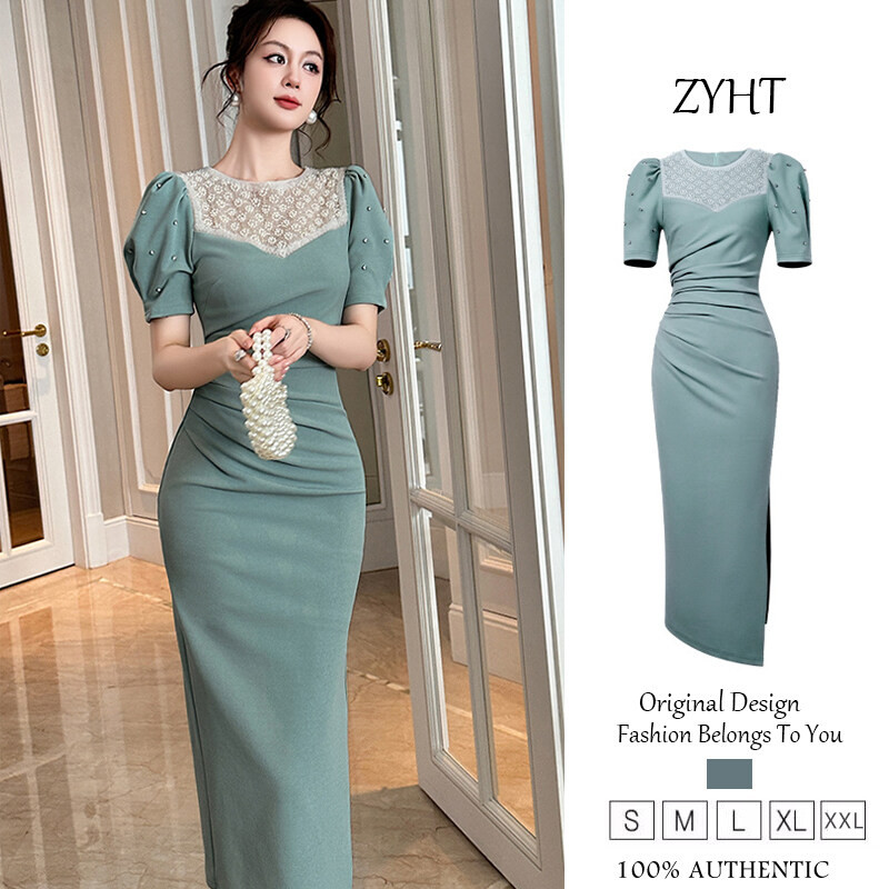 ZYHT women's dress blue dress close-fitting dress weaved dress work ...
