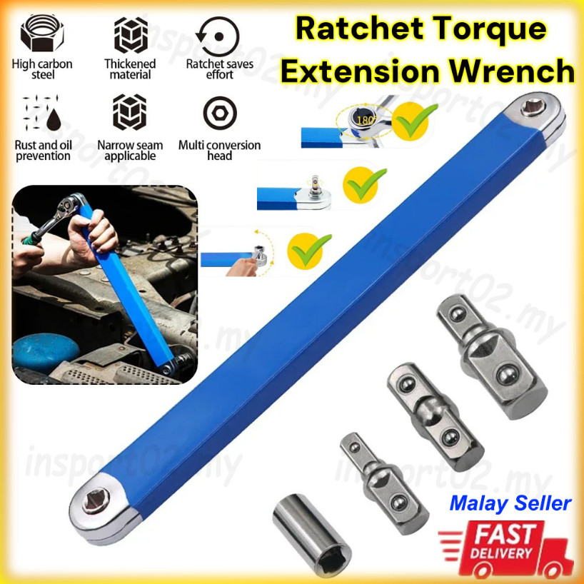 Car Offset Extension Wrench Ratchet Torque Spanner with 4 Adapters ...
