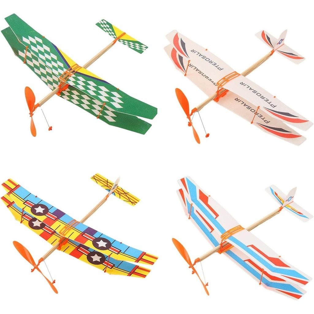 2 Pack Rubber Band Powered Airplane Kit, Balsa Wood Airplane Glider ...