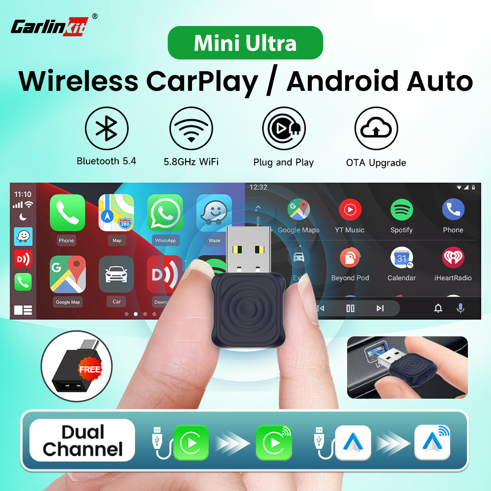 Carlinkit 2in1 Mini Ultra Wireless Carplay Adapter and Android Auto ...
