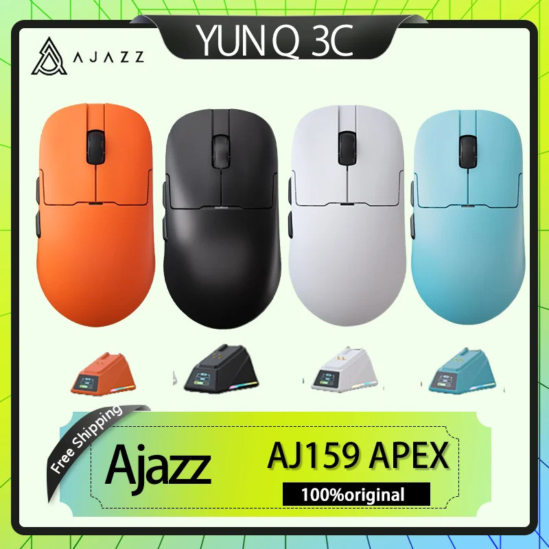 Ajazz Aj159 Apex E-Sports Game Mouse Bluetooth Three Mode 8k Paw3395 Rgb Wireless Mouse With ...