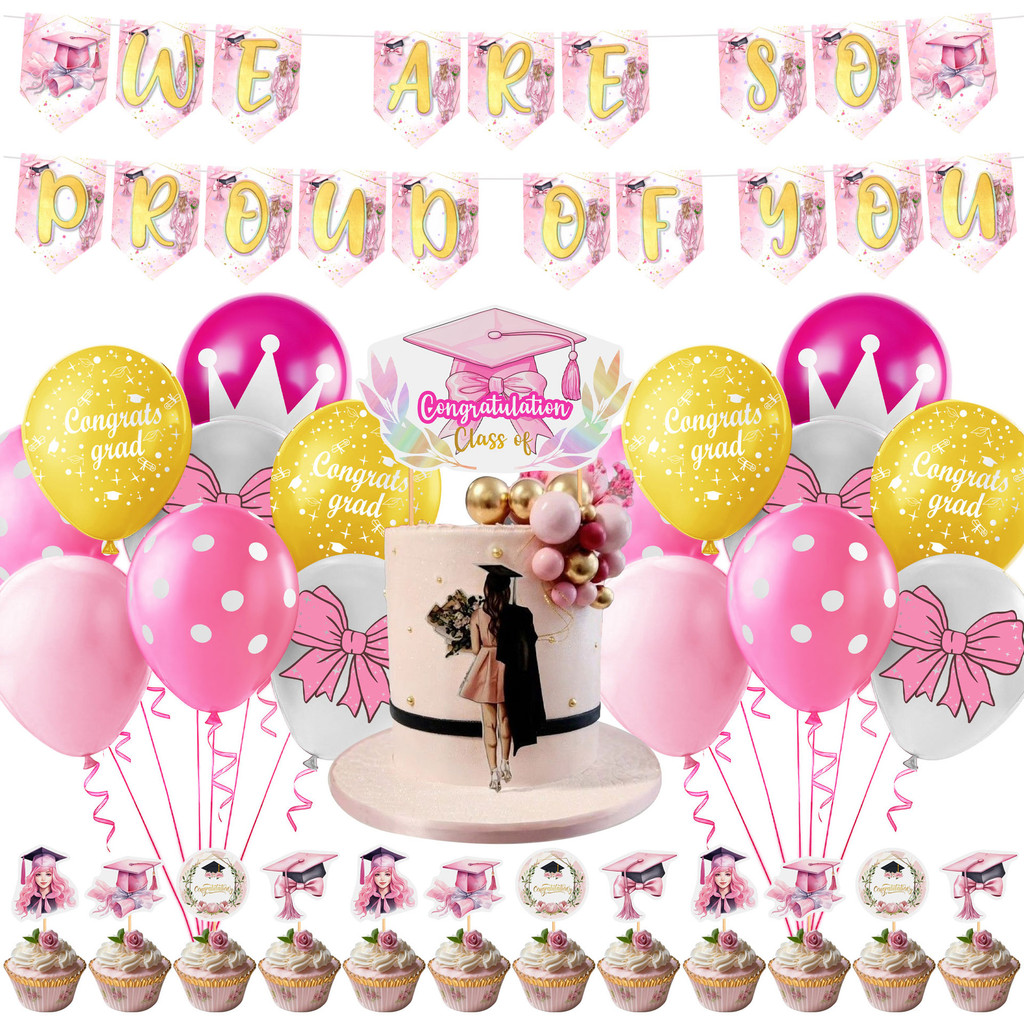 Pink and gold graduation season set we are so proud of you graduation ...