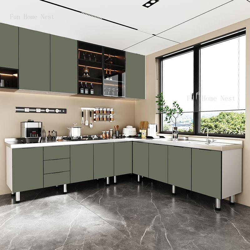 Kitchen Pantry Cabinet Stainless Steel Sink Stove Cabinet Table Top Gas ...