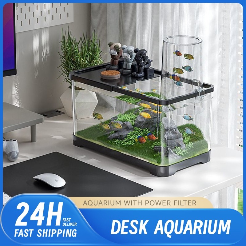 Aquarium Fish Tank Starter Kit, Desk Aquarium Set,Complete Desktop AS ...