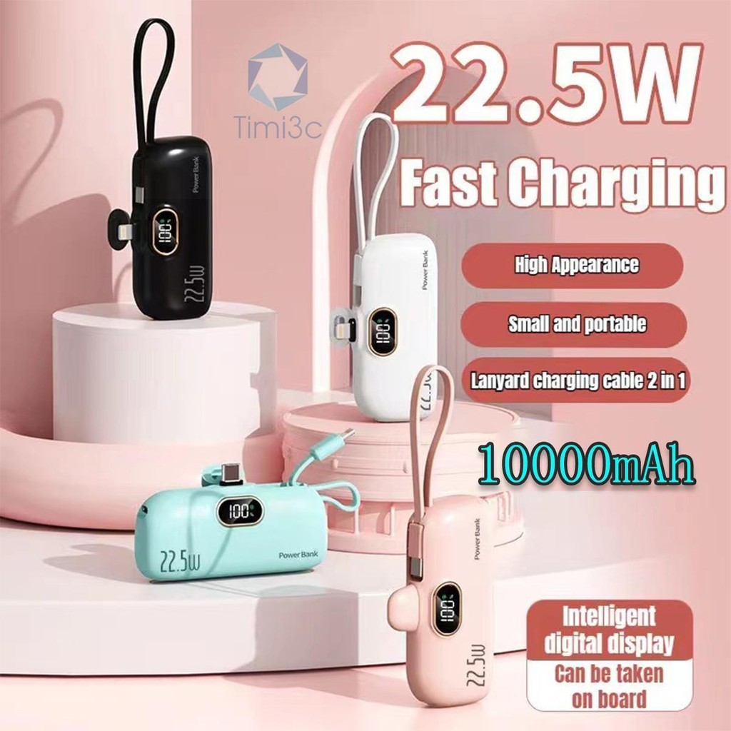 Power Bank Mini Capsule Portable 10000mAh PD22.5W Fast Charging Type C ...