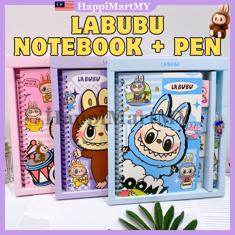 Mini Pocket Notebooks with Pen Children Cartoon Notepad School Supplies Popmart Labubu Note ...