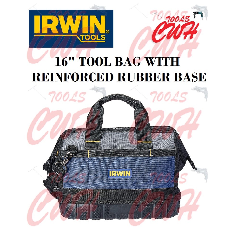 IRWIN 16" TOOL BAG WITH REINFORCED RUBBER BASE 1868231 TOOLBAG STORAGE ...