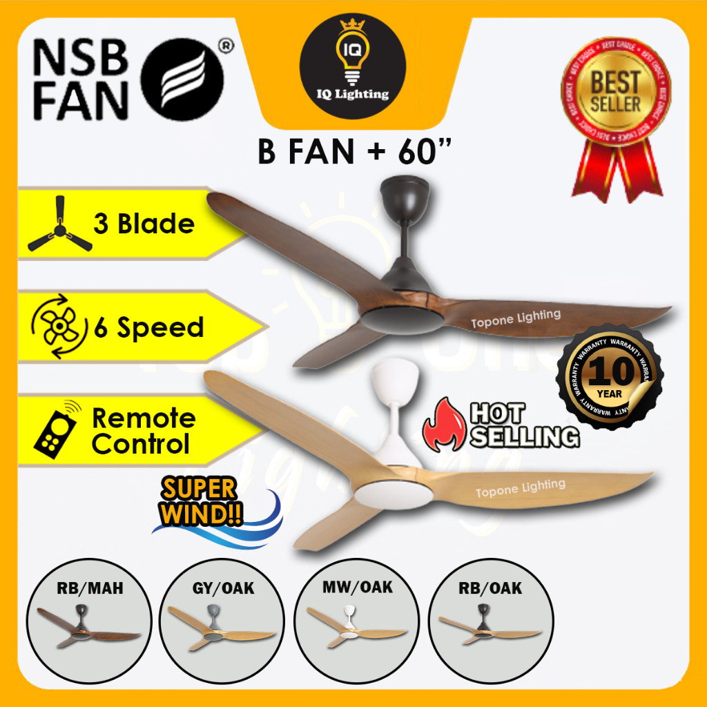 NSB B FAN + BFAN Ceiling Fan 60" DC Motor 3 Blade With Remote Modern ...