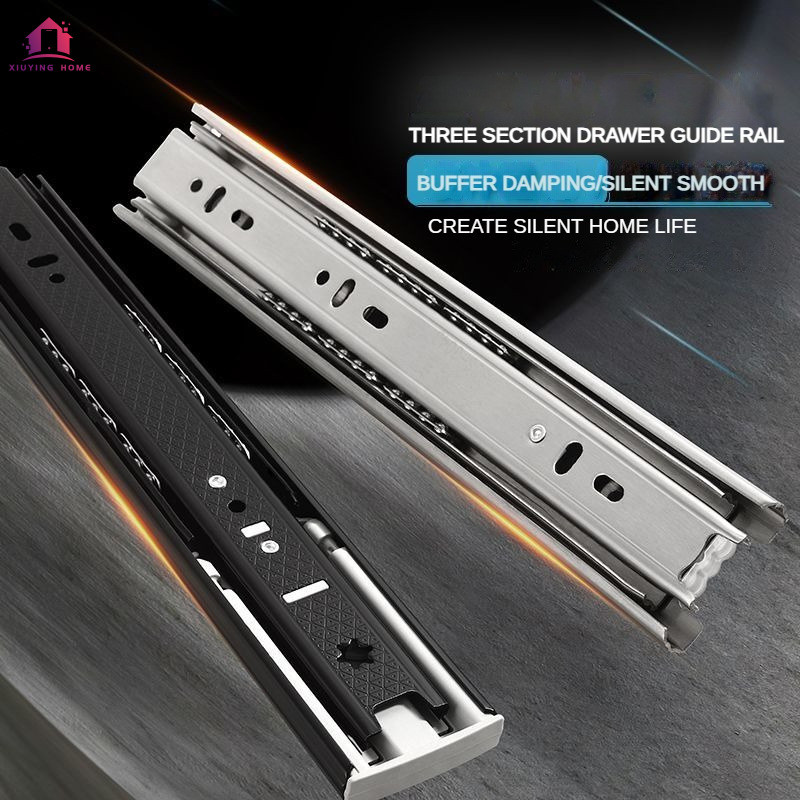 Extended silent track stainless steel drawer track damping thickened ...