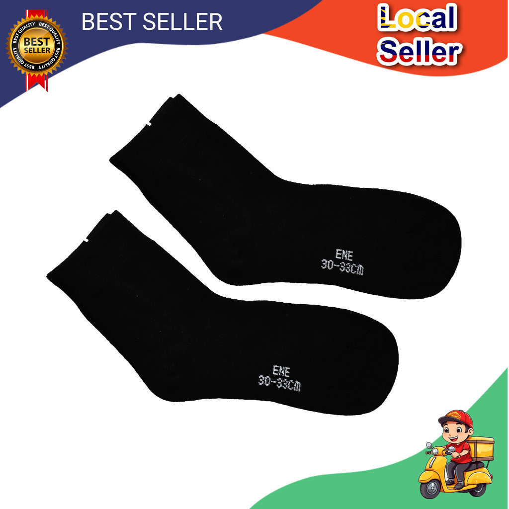 Stokin Hitam, Stokin Sekolah Hitam, Black Socks (Size: 30 - 33cm ...