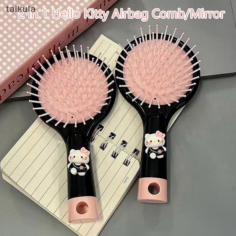 QwQ 2 In 1 Hello Kitty Airbag Comb Mirror Sanrio KT Cat Fluffy Air ...