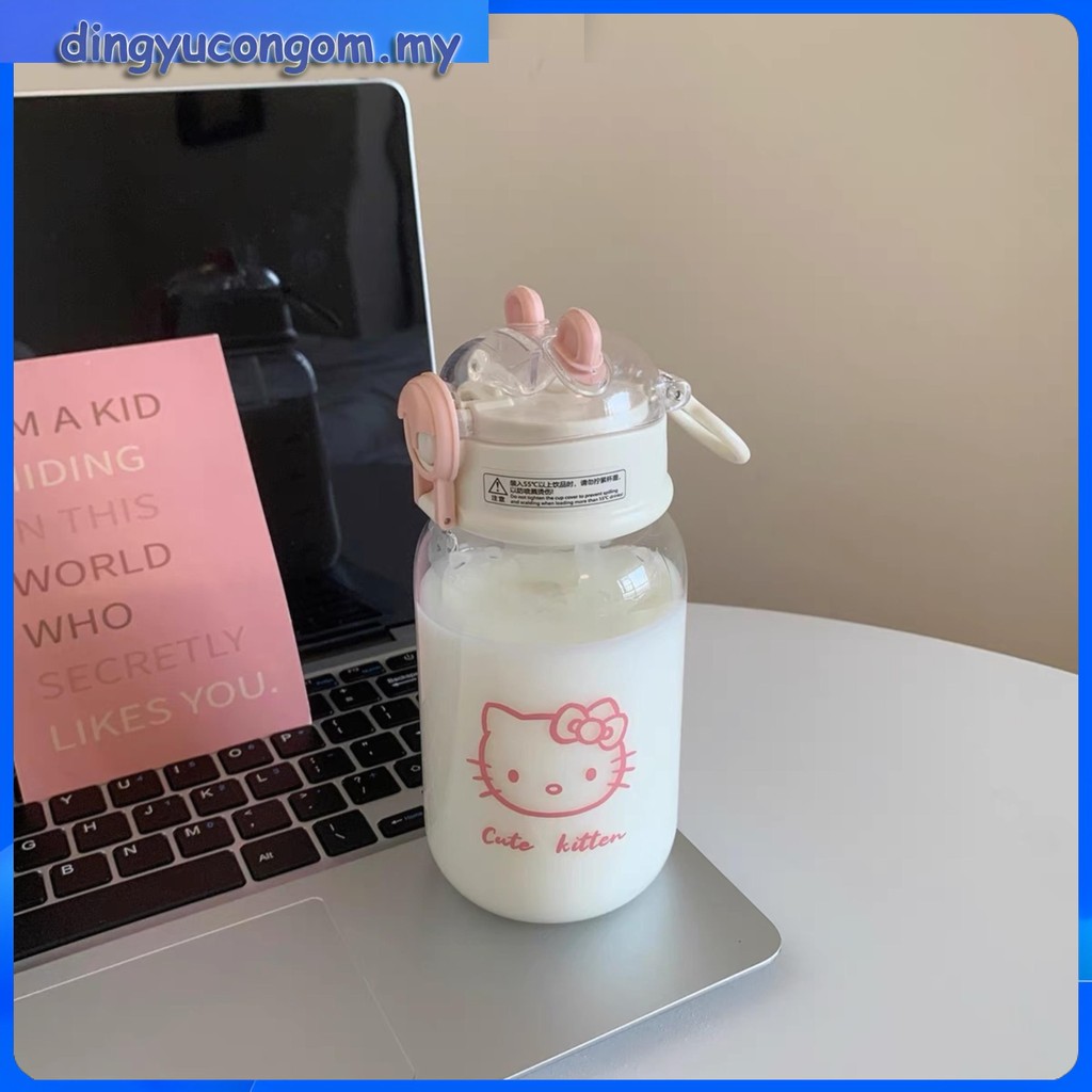 500ML Sanrio Hello Kitty Water Bottle with Straw botol air viral Cute Cartoon Water Bottle with ...