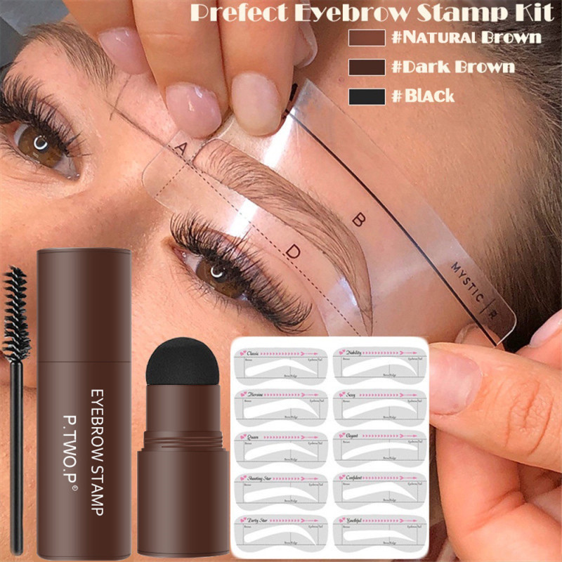 3 in 1 Eyebrow Powder Stamp Shaping Makeup Set Waterproof Long Lasting ...