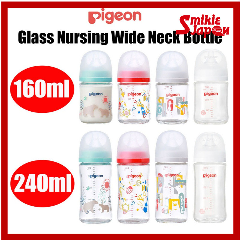 Pigeon Softouch Glass Nursing Wide Neck Bottle 160ml / 240ml Heat-Resistant Glass Direct From ...