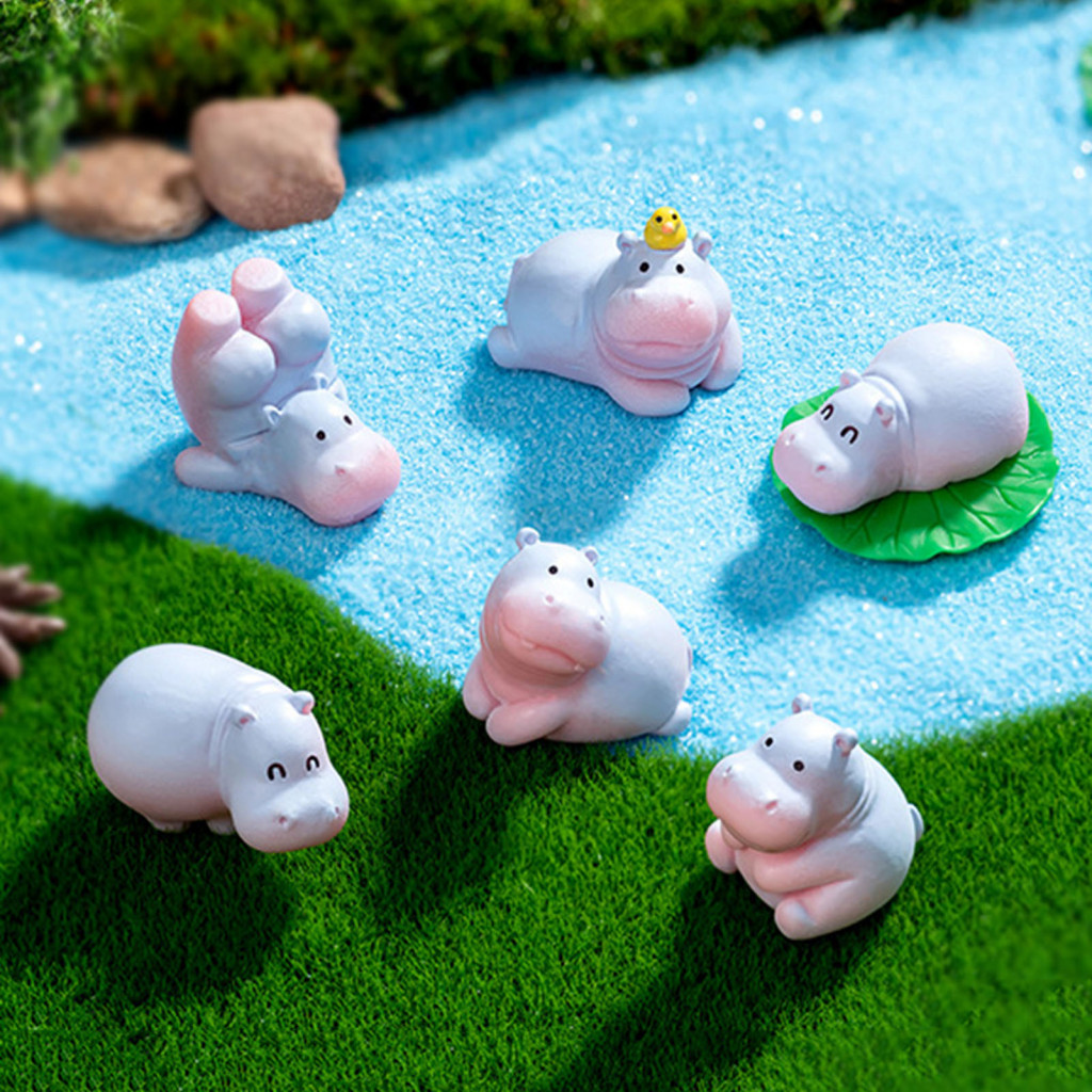 Resin Hippo Sculpture Hippo Collectible Statue Adorable Mini ...