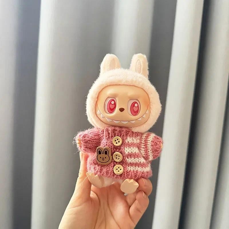 For 17 cm Labubu Clothes Labubu Sitting Party Bear Label Scarf Hat ...