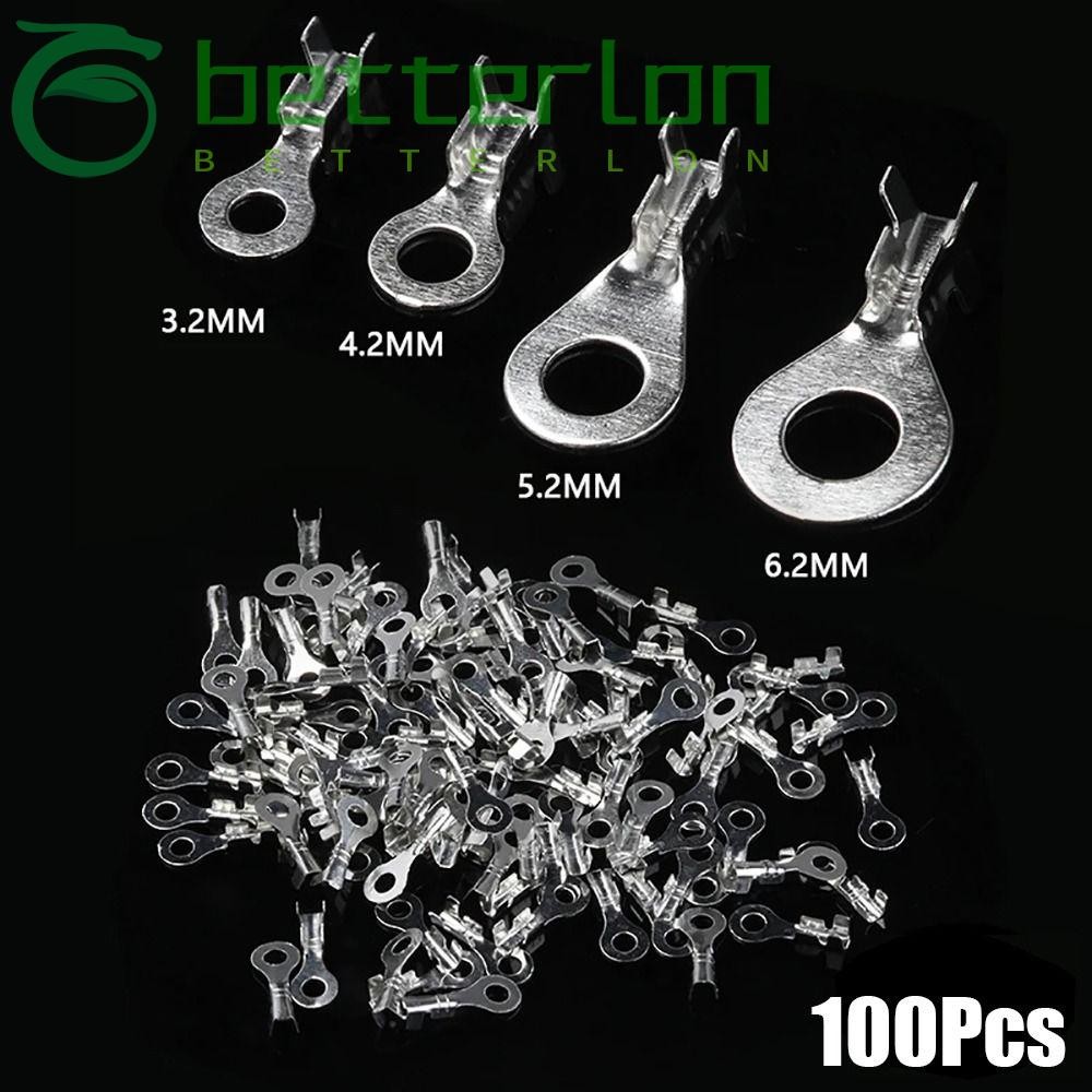 BETTER-LONTIME 100Pcs Ring Lugs, Brass Tinning DJ431 Terminal Block ...