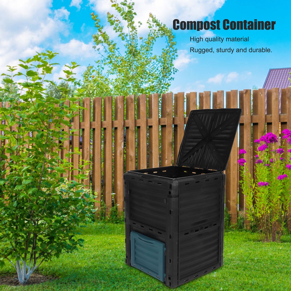 Compost Bin Composter 300L Capacity Hinged Upper Cover With Vent For ...